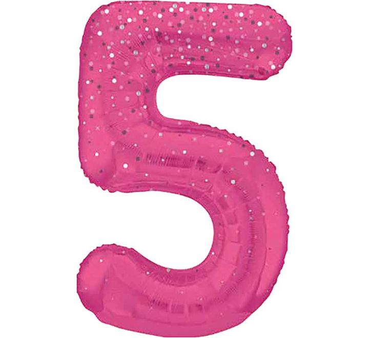 Pink Spots Number 5 Giant Foil Helium Balloon 34" (Optional Helium Inf ...