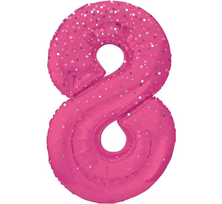 Pink Spots Number 8 Giant Foil Helium Balloon 34" (Optional Helium Inf ...