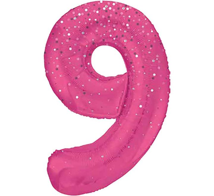 Pink Spots Number 9 Giant Foil Helium Balloon 34" (Optional Helium Inf ...