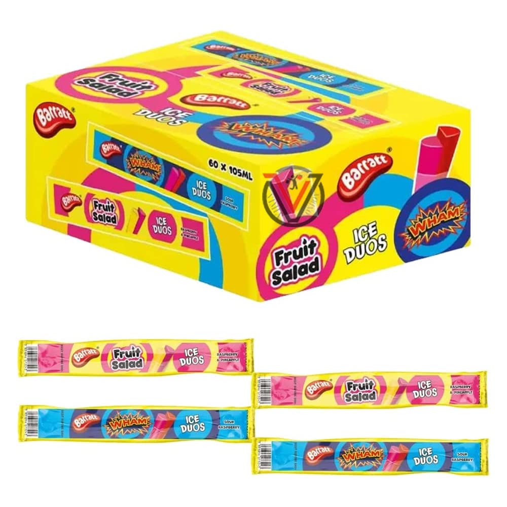 Barratt Fruit Salad & Wham Ice Duos 105ml 60 x 105ml Packs Ice Pop Sho ...
