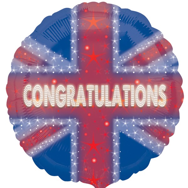 Congratulations Union Jack Foil Balloon (Optional Helium Inflation ...