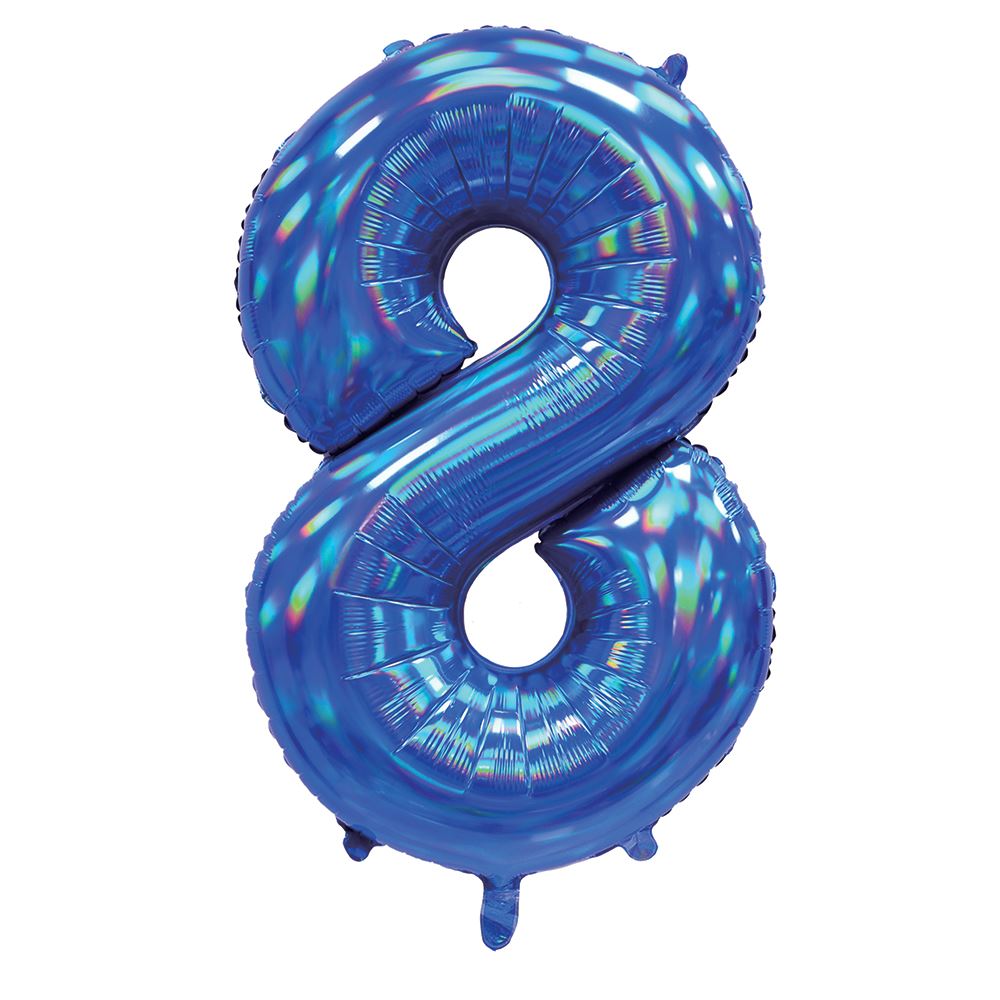 Blue Iridescent Number 8 Giant Foil Balloon 30" (Optional Helium Infla ...