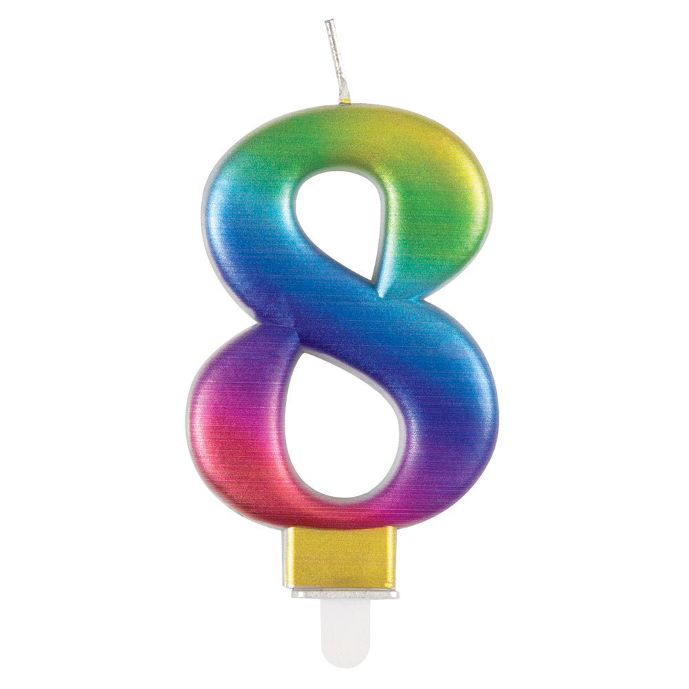 Metallic RAINBOW Number 8 Birthday Candle — Sweets 'n' Things