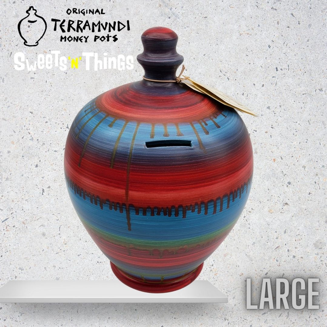 Original Terramundi Money Pot Large Colourful Pot Red Blue — Sweets 'n ...