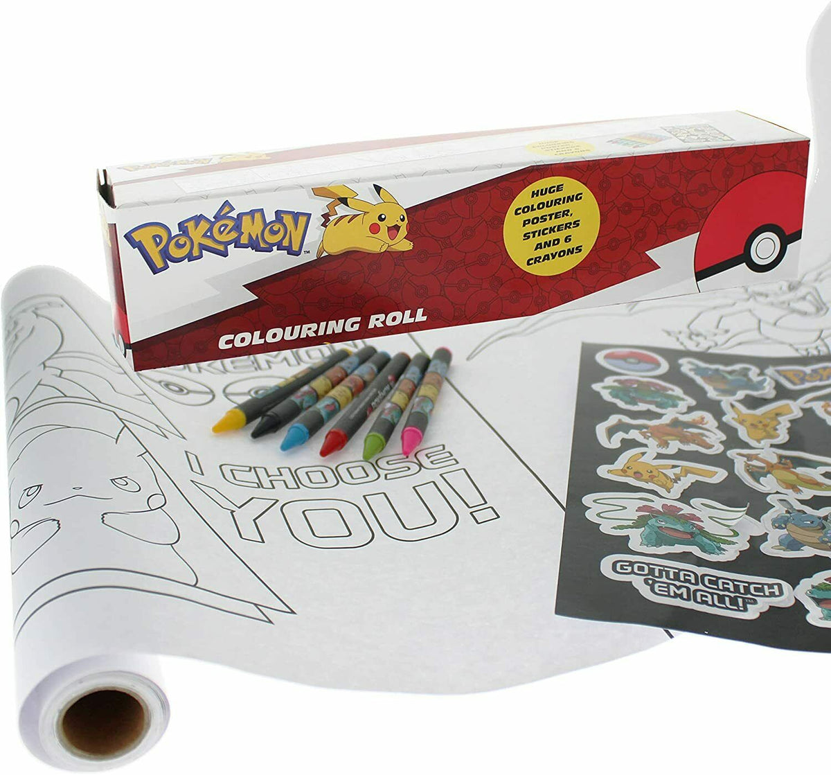 Pokémon Colouring Roll Set Posters & Crayon Stationery — Sweets 'n' Things